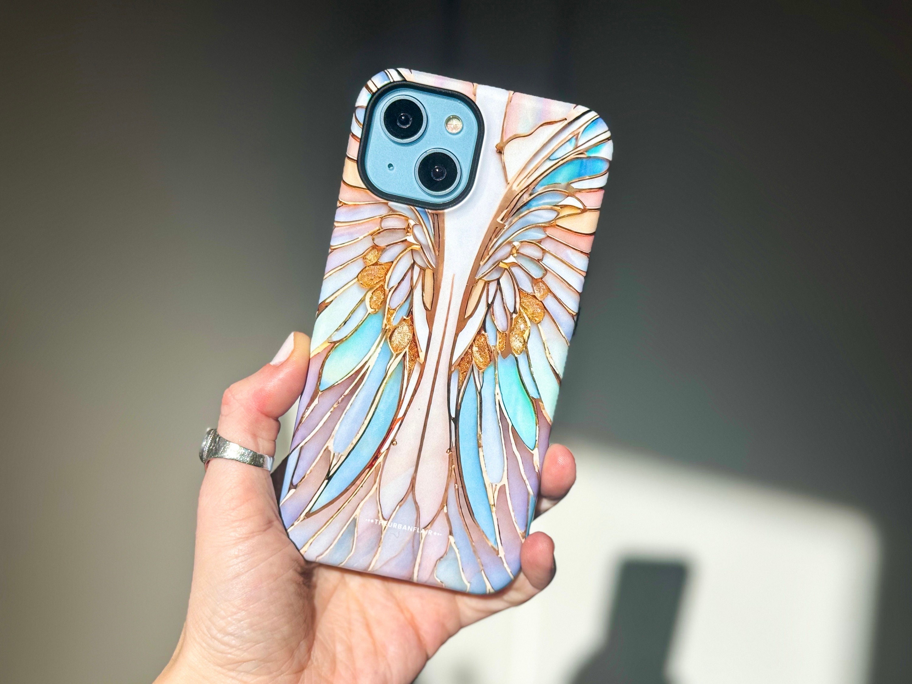 Angel Wings Stained Glass Illusion Print Tough Phone Case for iPhone 17 ...