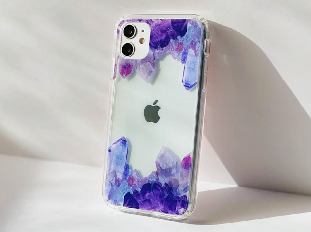 Purple Amethyst Crystal Clear Phone Case for iPhone 15 14 Plus 13 Pro ...