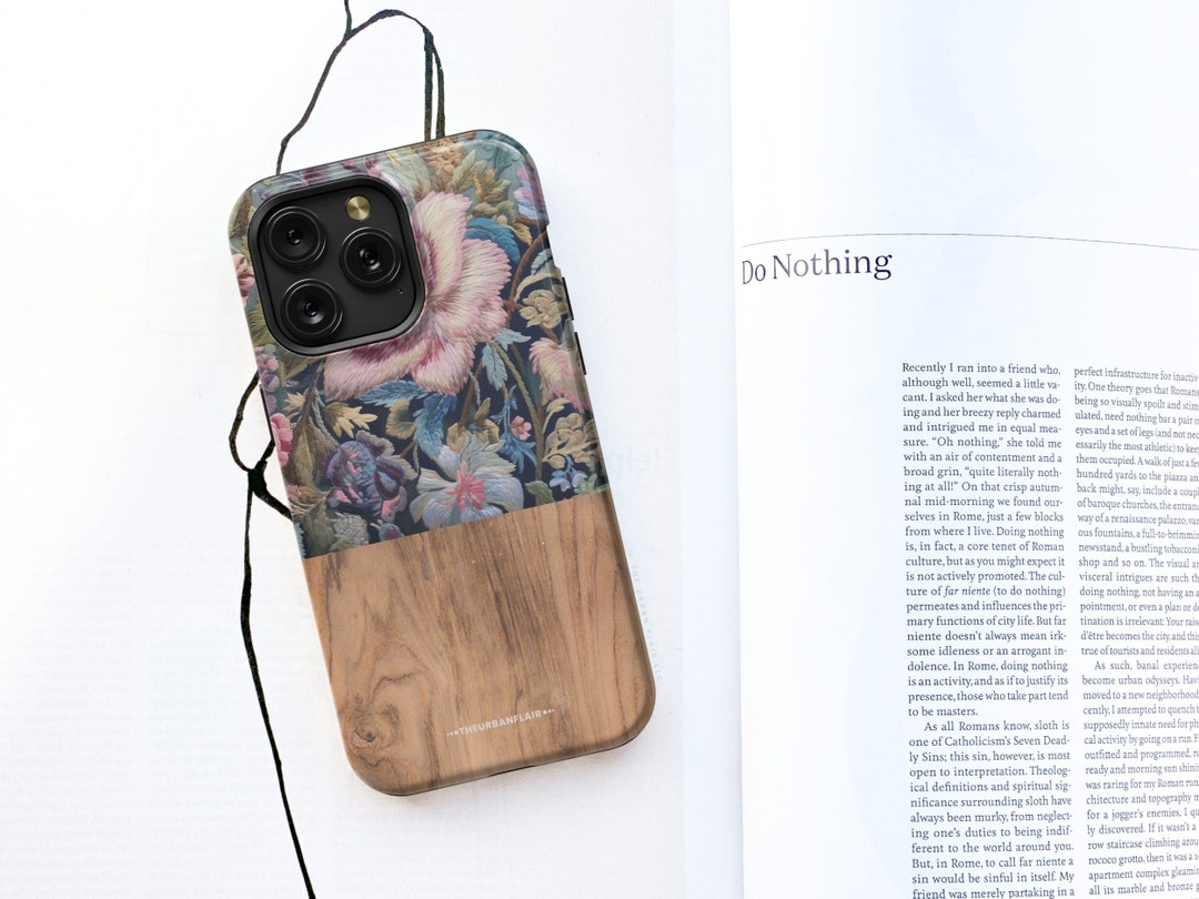 Floral Wood Print MagSafe Phone Case For iPhone 17 16 15 14 13 Galaxy ...