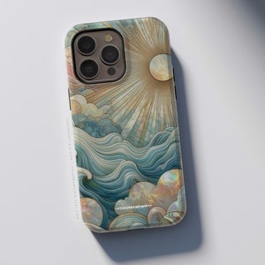 Ocean Waves & Sun Rays Stained Glass Illusion Print Tough Phone Case ...