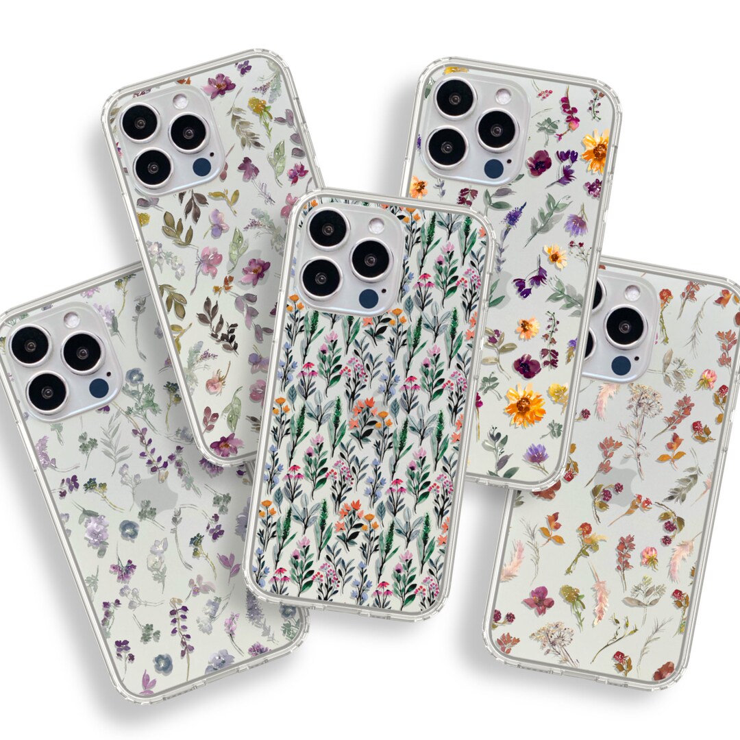 Watercolor Flowers Phone Cases for New White Silver iPhone 14 Pro & 14 ...