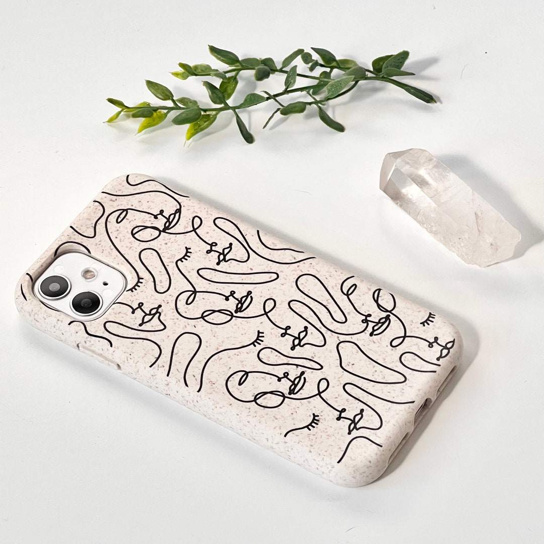 Continuous Line Art Faces Eco Friendly Biodegradable Phone Case for ...