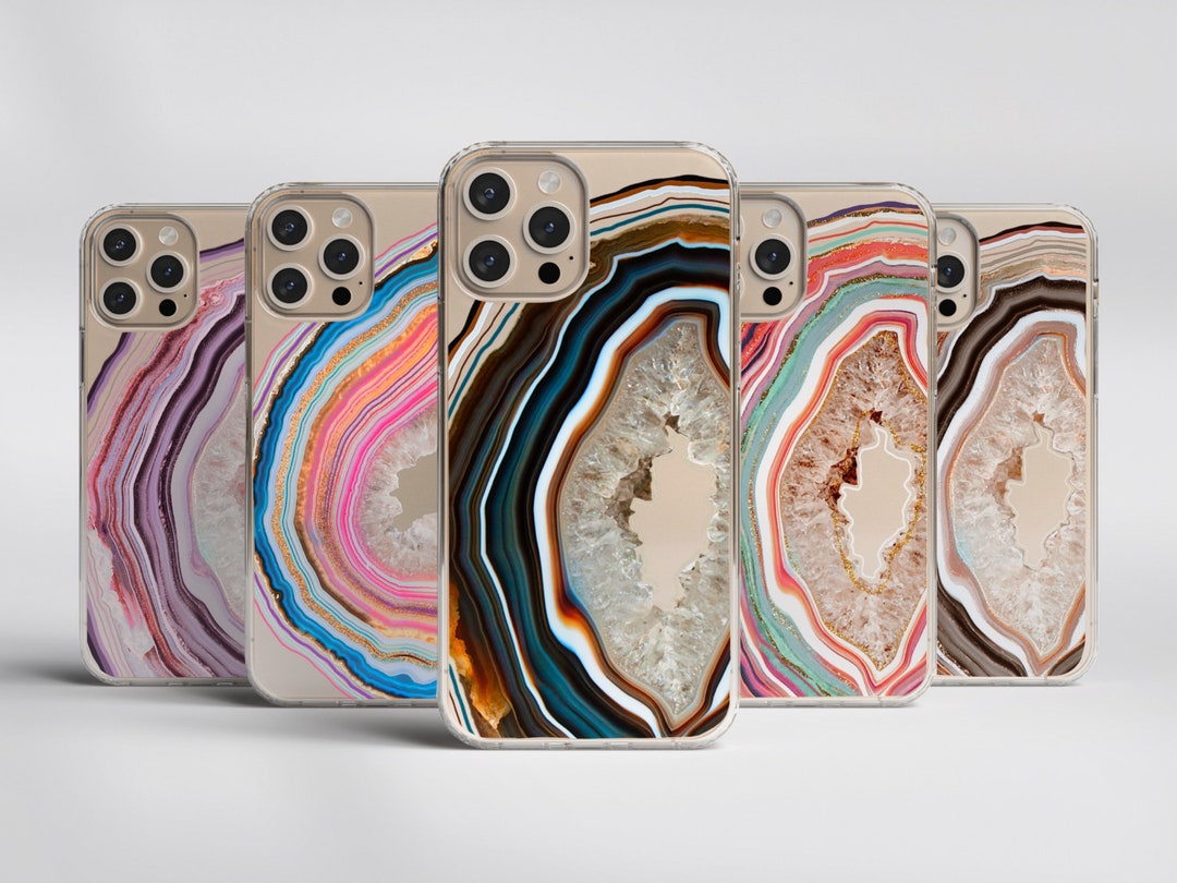 Geode Slice Print Clear Phone Cases for iPhone 17 Air 16e 15 14 13 Pro ...