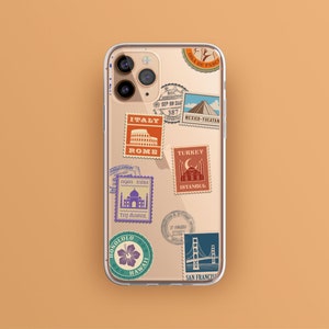 Travel Passport Stamps Phone Case for iPhone 17 16 15 14 13 7 8 SE ...