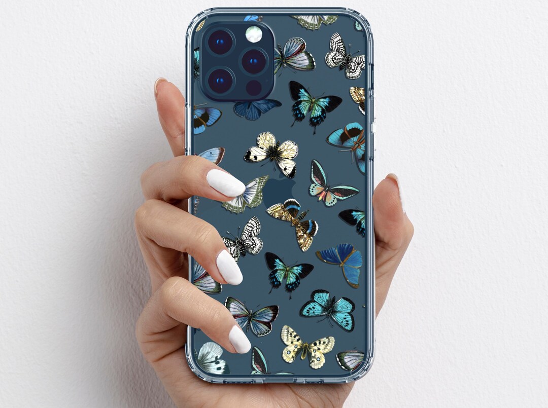 Aesthetic Blue Butterfly Phone Case for iPhone 16 15 14 13 12 Mini XR 7 ...