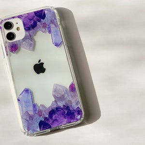 Purple Amethyst Crystal Clear Phone Case for iPhone 17 Air 16e 15 14 ...