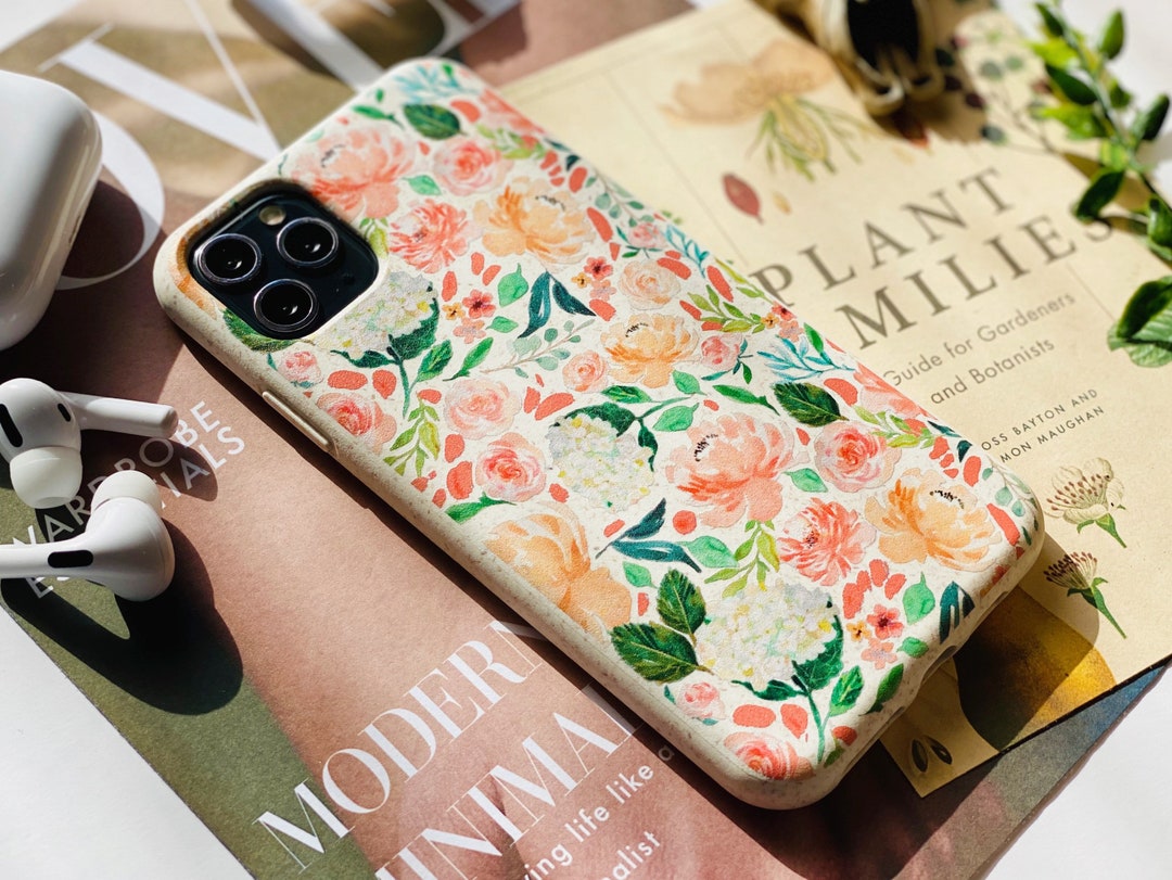 Peach Flowers Eco Friendly Biodegradable Phone Case for iPhone 17 16 15 ...