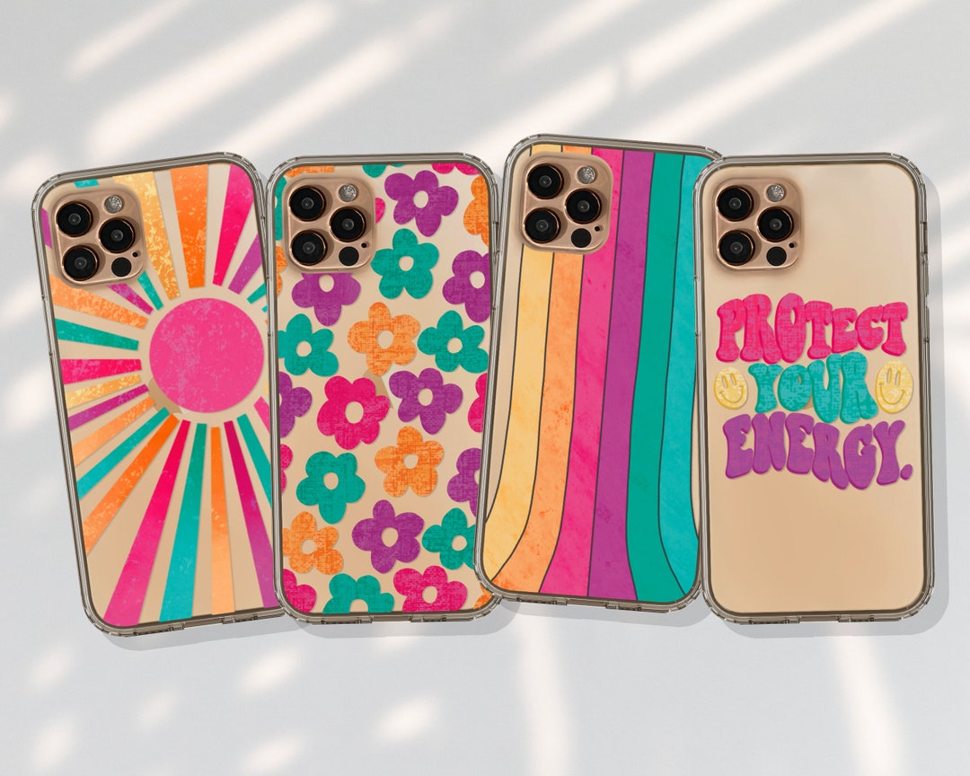 Colorful Retro Modern Abstract Cases for iPhone 16 15 14 13 Pro Max 12 ...