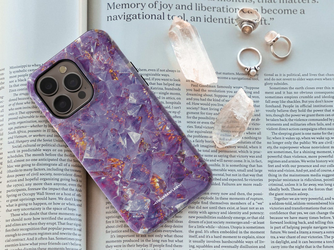 Amethyst Crystal Print Phone Case for iPhone 17 16 15 14 13 7 8 SE 2020 ...