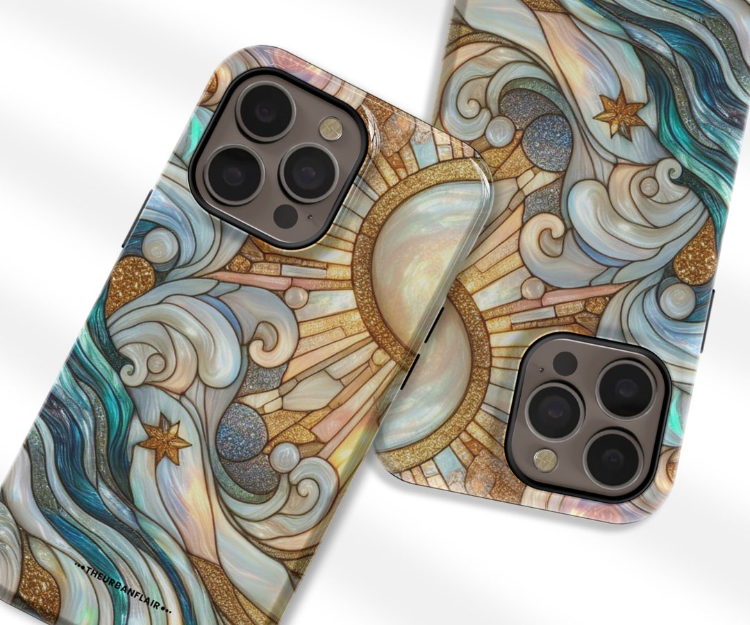 Waves & Sun Rays Stained Glass Illusion Print Magsafe Phone Case ...