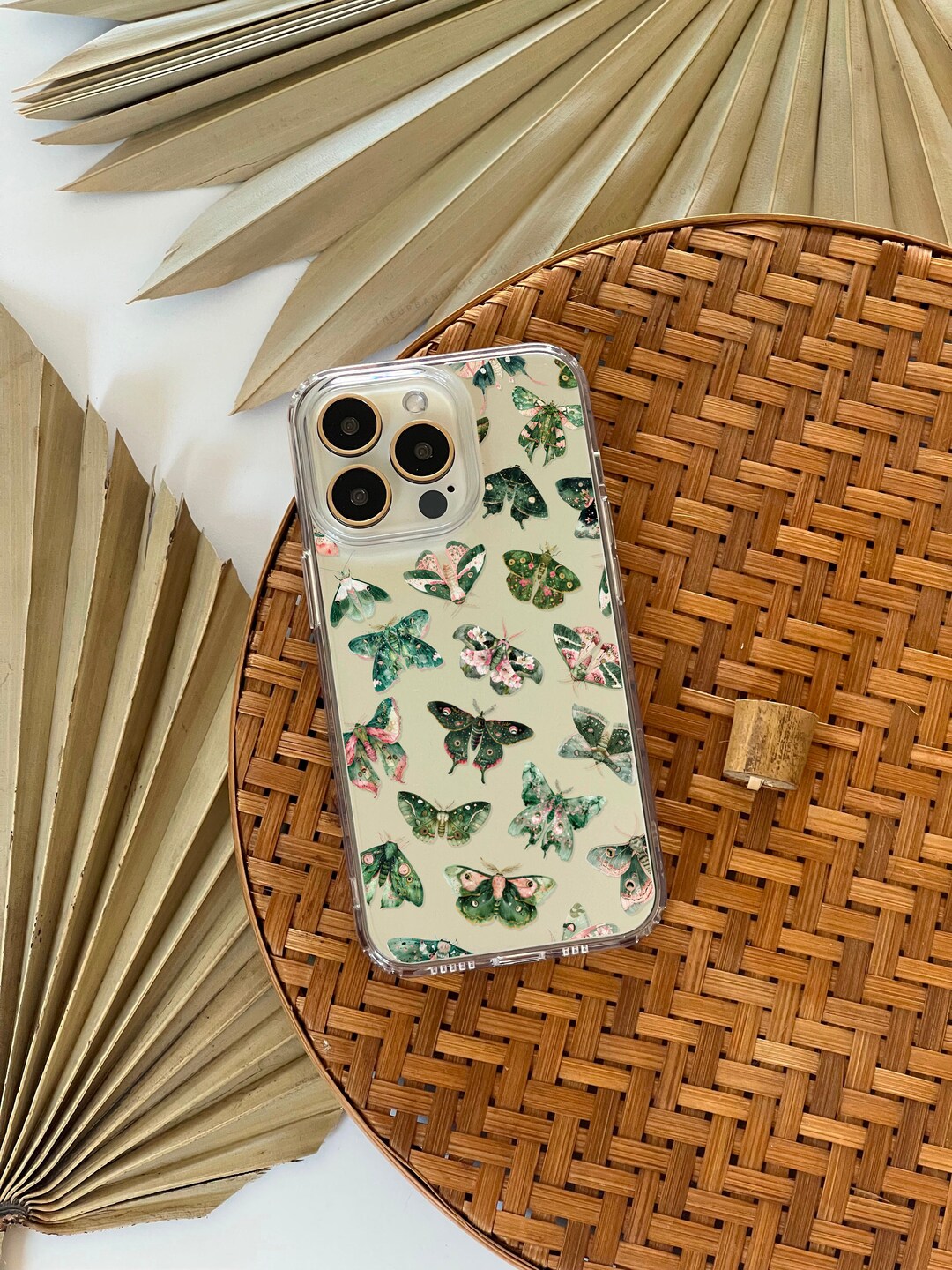 Green Pink Luna Moths Phone Case for iPhone 16 15 14 13 Pro Max 12 Mini ...