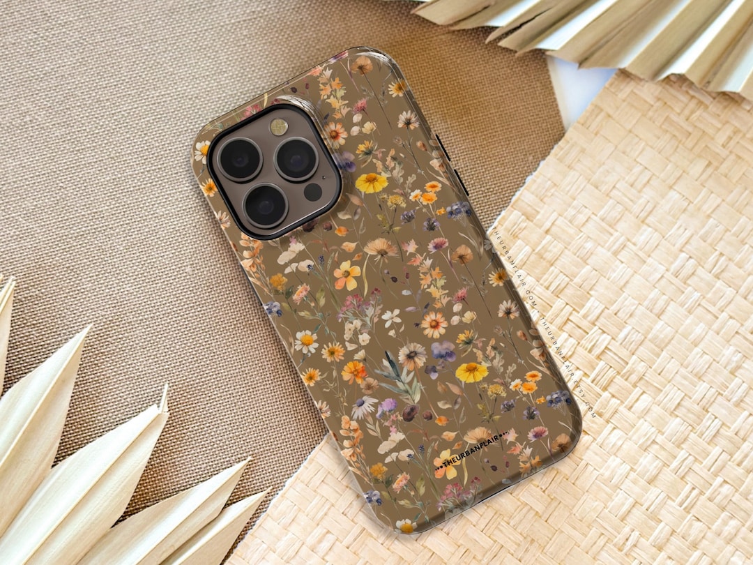 Beige Wildflowers Phone Case for iPhone 15 14 12 Mini 13 Pro Max XS 7 8 ...