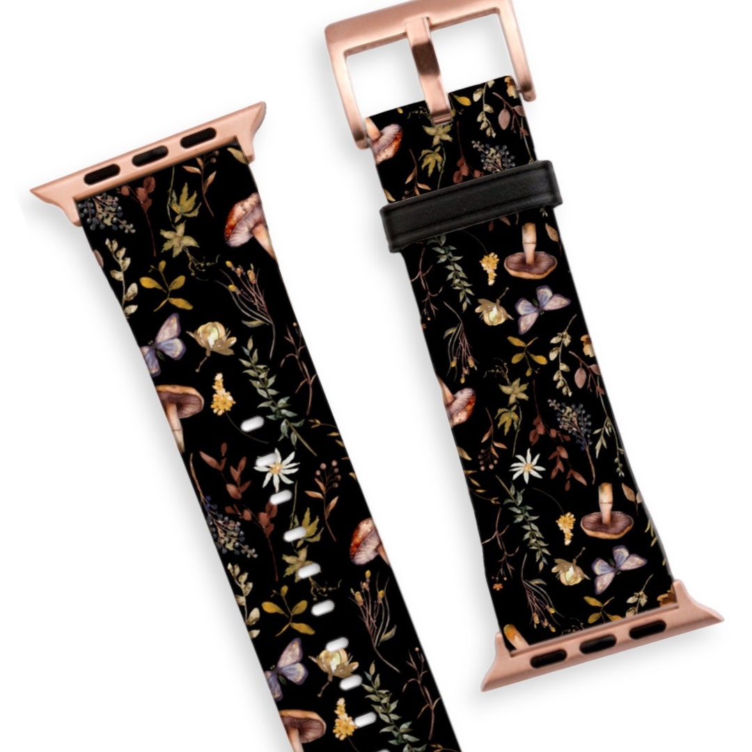 Botanical Nature Forest Apple Watch Band - Vegan Leather Strap With ...
