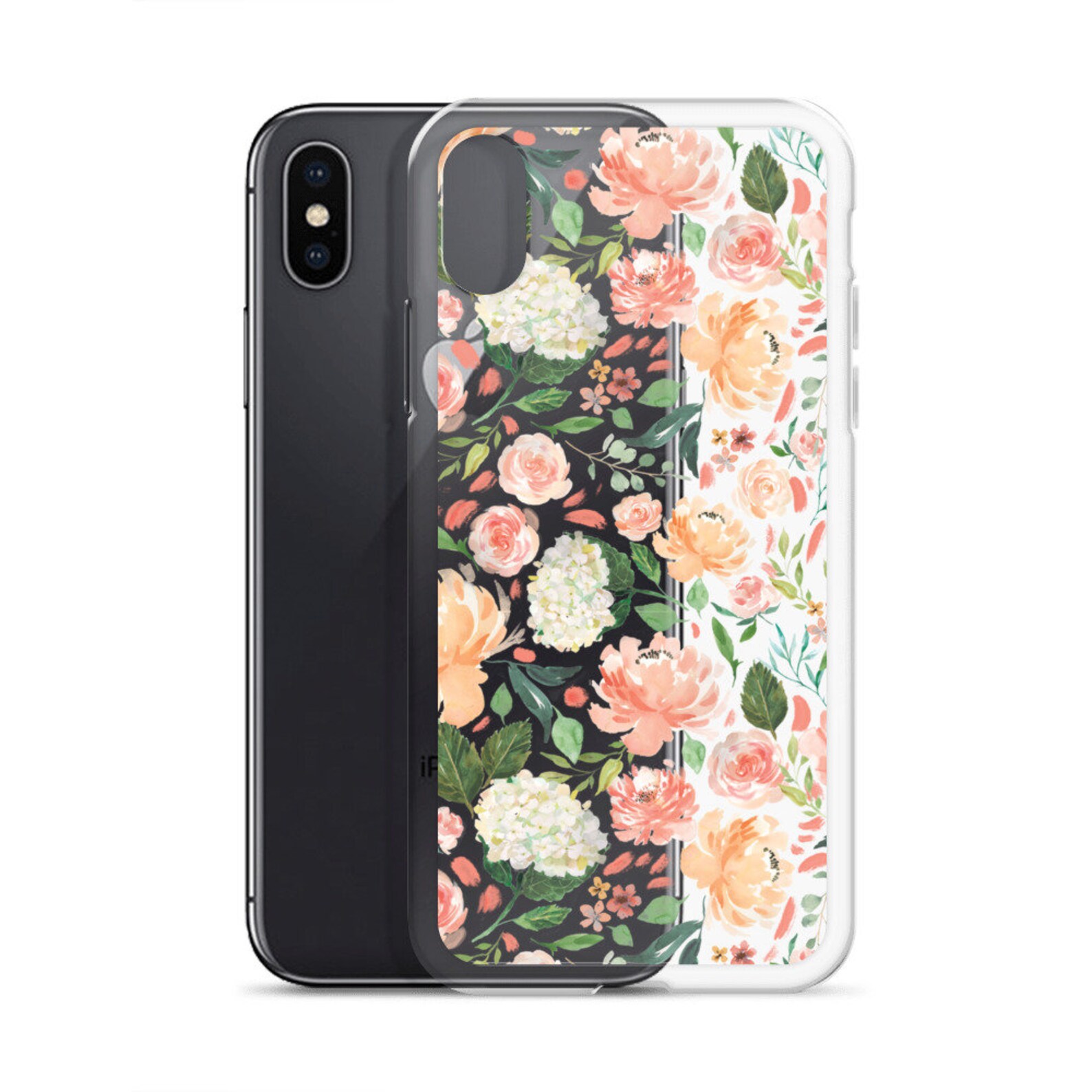 Pretty Peach Watercolor Flowers Clear Case for Iphone 13 12 - Etsy