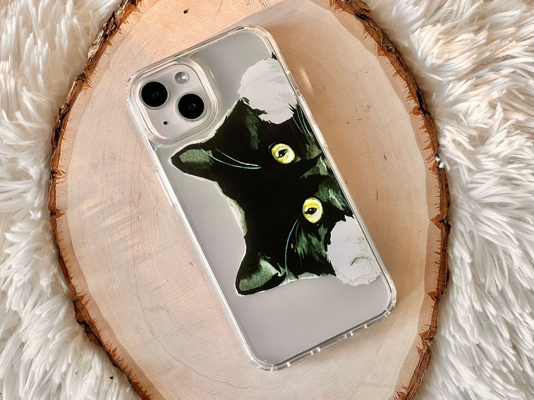 Cute Peeking Black Cat Phone Case for iPhone 17 Air 16e 15 14 13 Pro ...