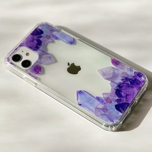 Purple Amethyst Crystal Clear Phone Case for iPhone 17 Air 16e 15 14 ...