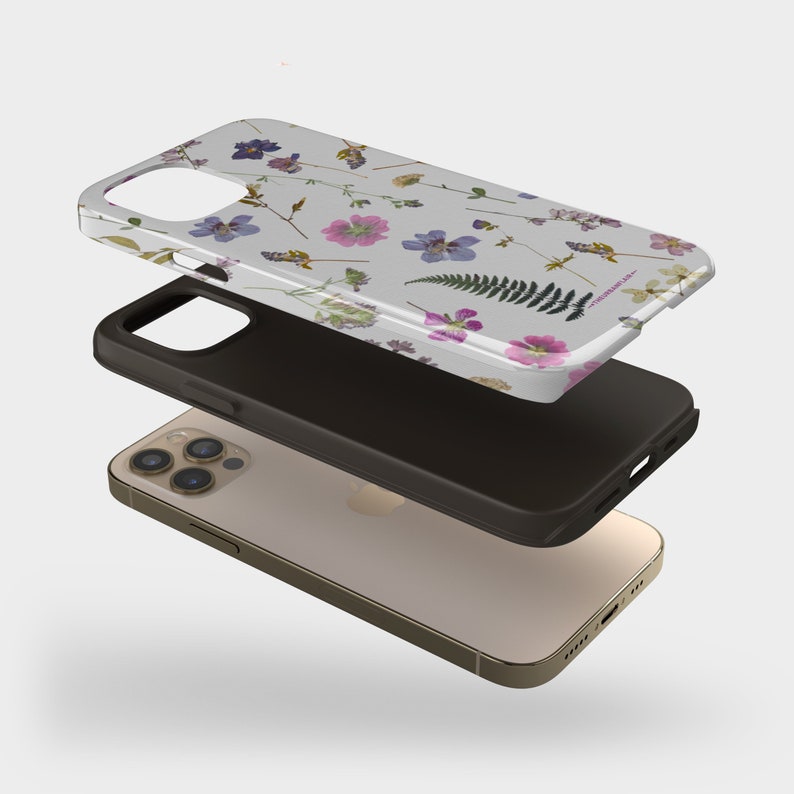 Purple Pressed Wild Flower Phone Case for iPhone 17 16 15 14 13 7 8 SE ...