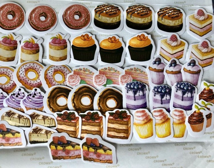 45Pcs/box Creative Dessert Cake Papers Stickers Flakes Vintage | Etsy