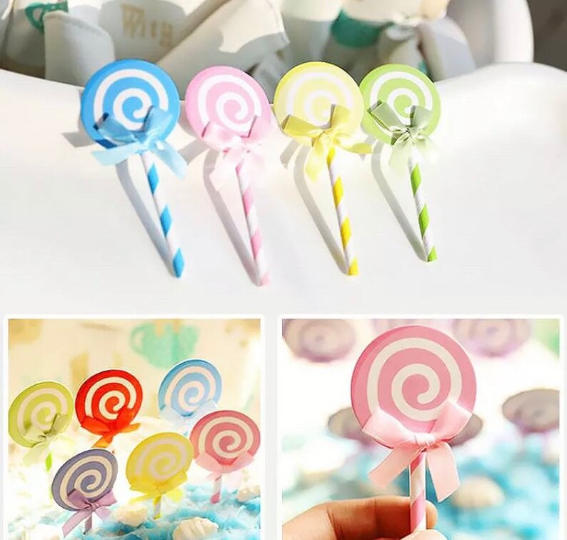 6pcs Lollipop Multi Color Cupcake Cake Topper Fun Rainbow - Etsy Canada