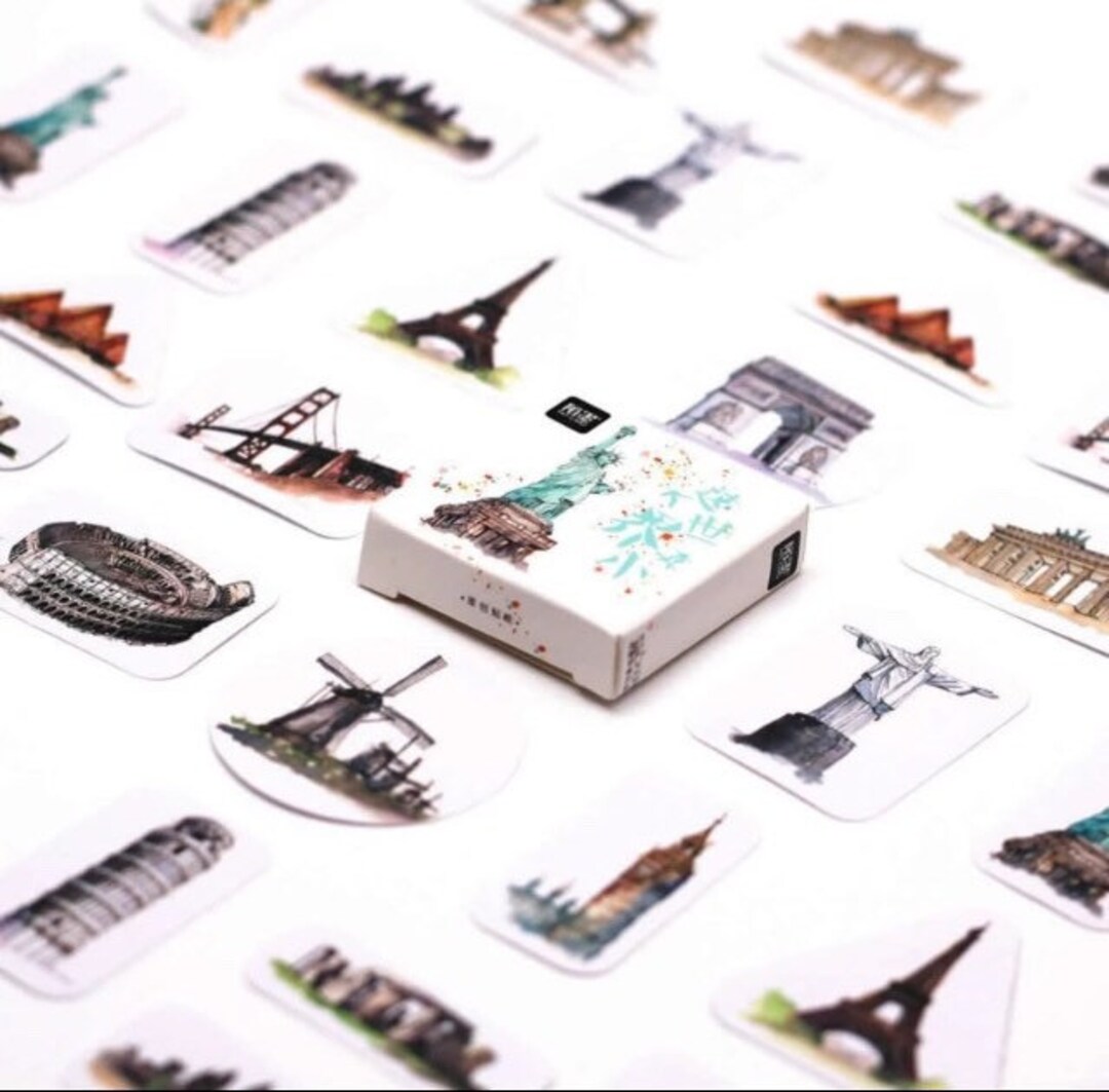 45 Pcs Kawaii NYC Rio Rome Landmarks Decorations Journal Stickers ...