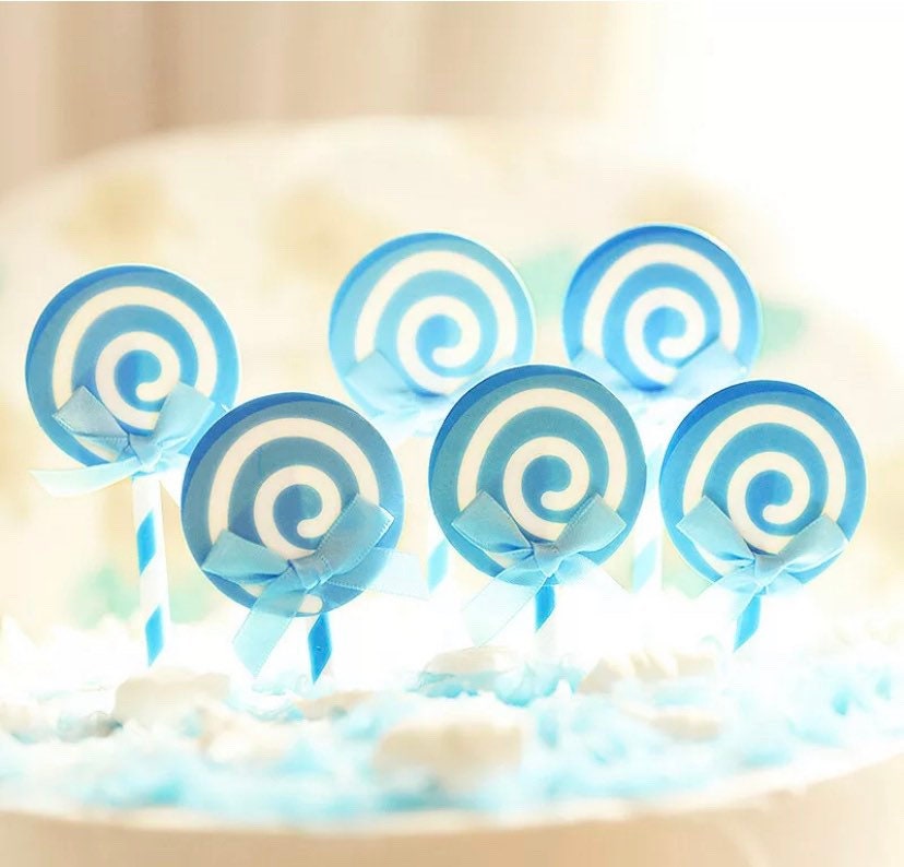 6pcs Lollipop Multi Color Cupcake Cake Topper Fun Rainbow - Etsy Canada