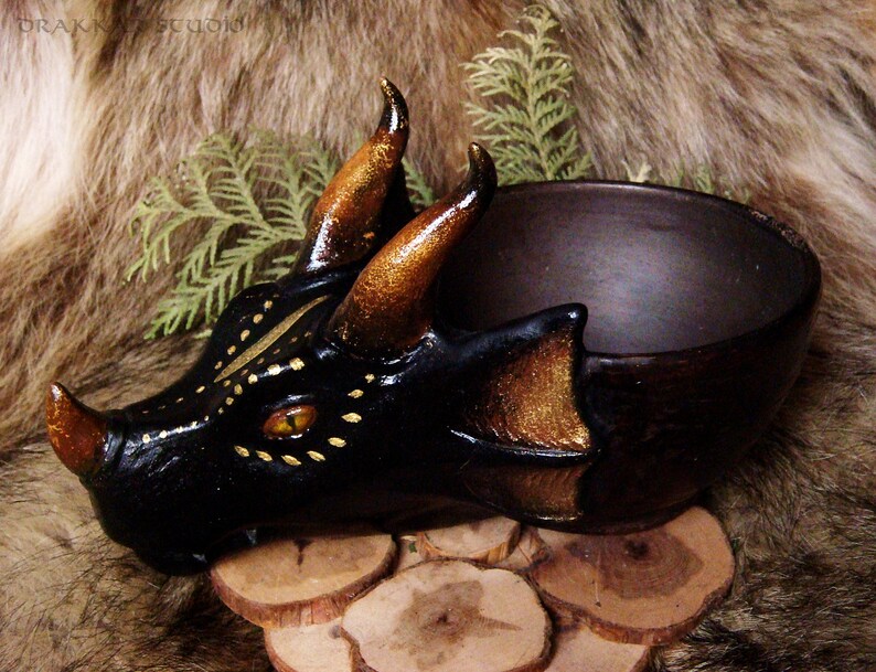 Unique ceramic mug bowl with dragon's head | Etsy
