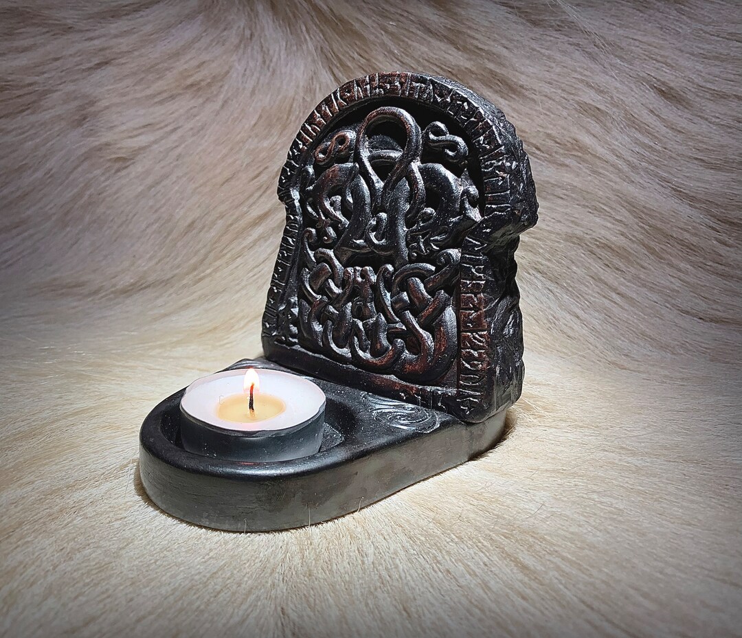 Hand Carved Miniature Replica of Runestone From Gotland / Candle and ...