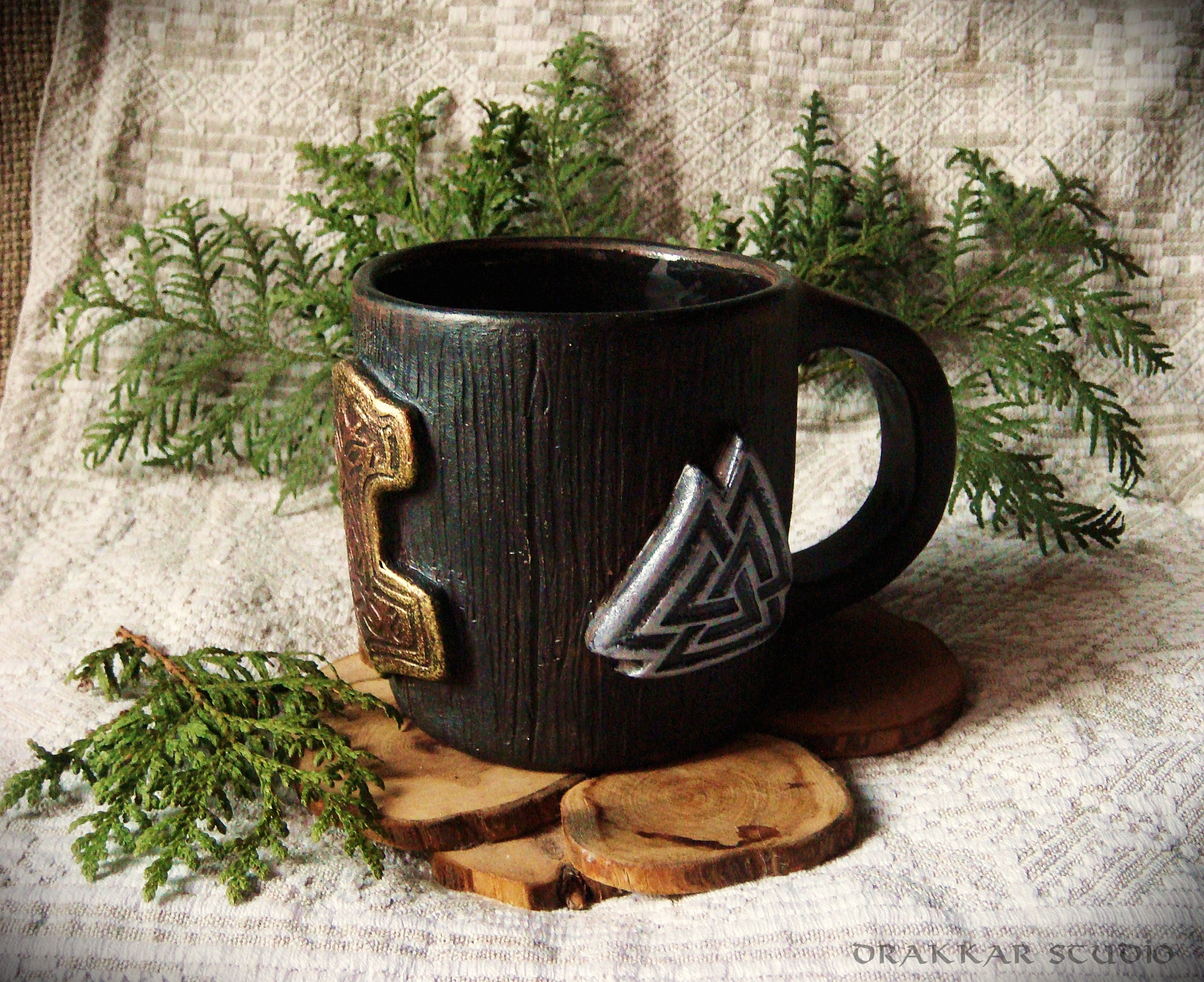 Handcrafted Cup With Thor's Hammer and Valknut | Etsy