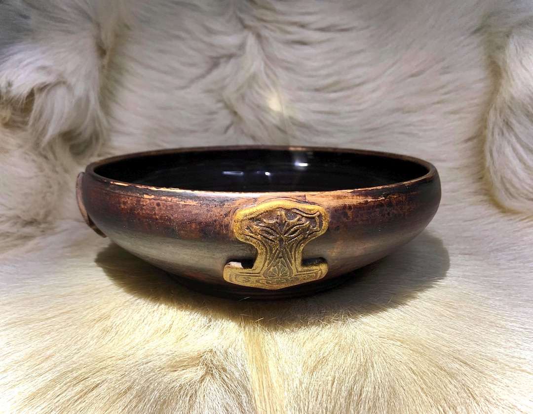 Pottery Asatru Ritual Altar Bowl With Thor’s Hammer and Valknut - Etsy
