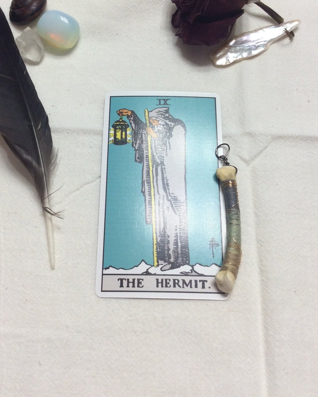 Tarot Bone Pendant the Hermit - Etsy
