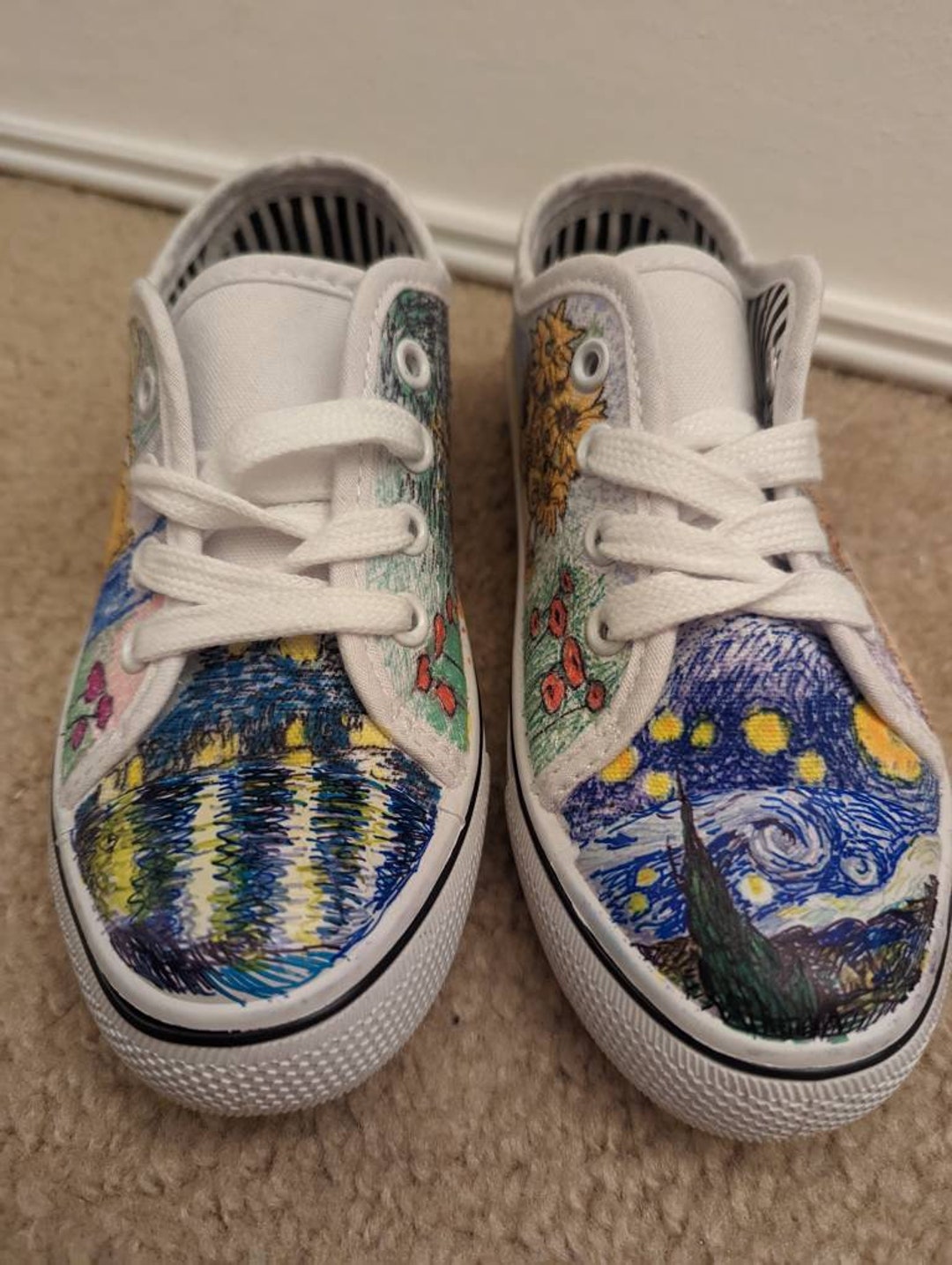 Hand-painted Vincent Van Gogh Style Shoes, Children's Size 13/1 - Etsy
