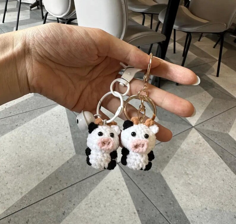 Cute Crochet Cow Keychain - Adorable & Fun Accessory - Etsy