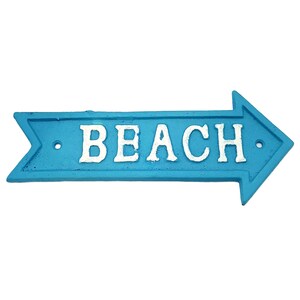 Vintage Rustic Cast Metal Blue Beach Arrow Sign / Plaque - Etsy