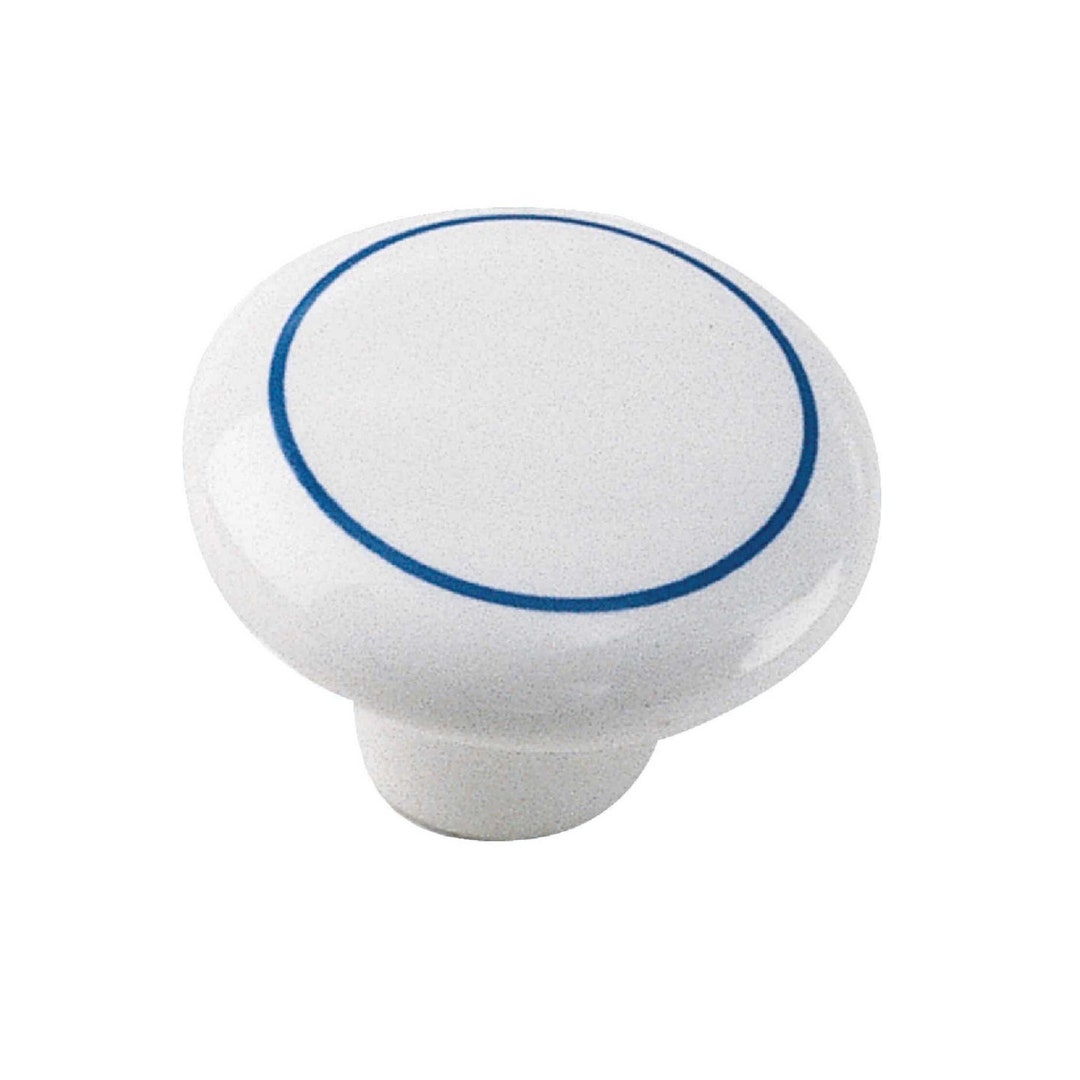 Vintage White Ceramic Blue Ring Knob / Drawer Pull - Etsy