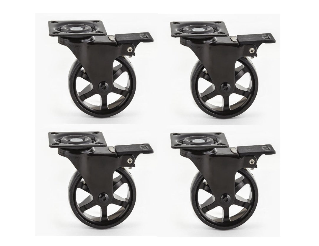Black Spoked Rustic Coffee Table / Cabinet Caster Swivel Wheel With ...