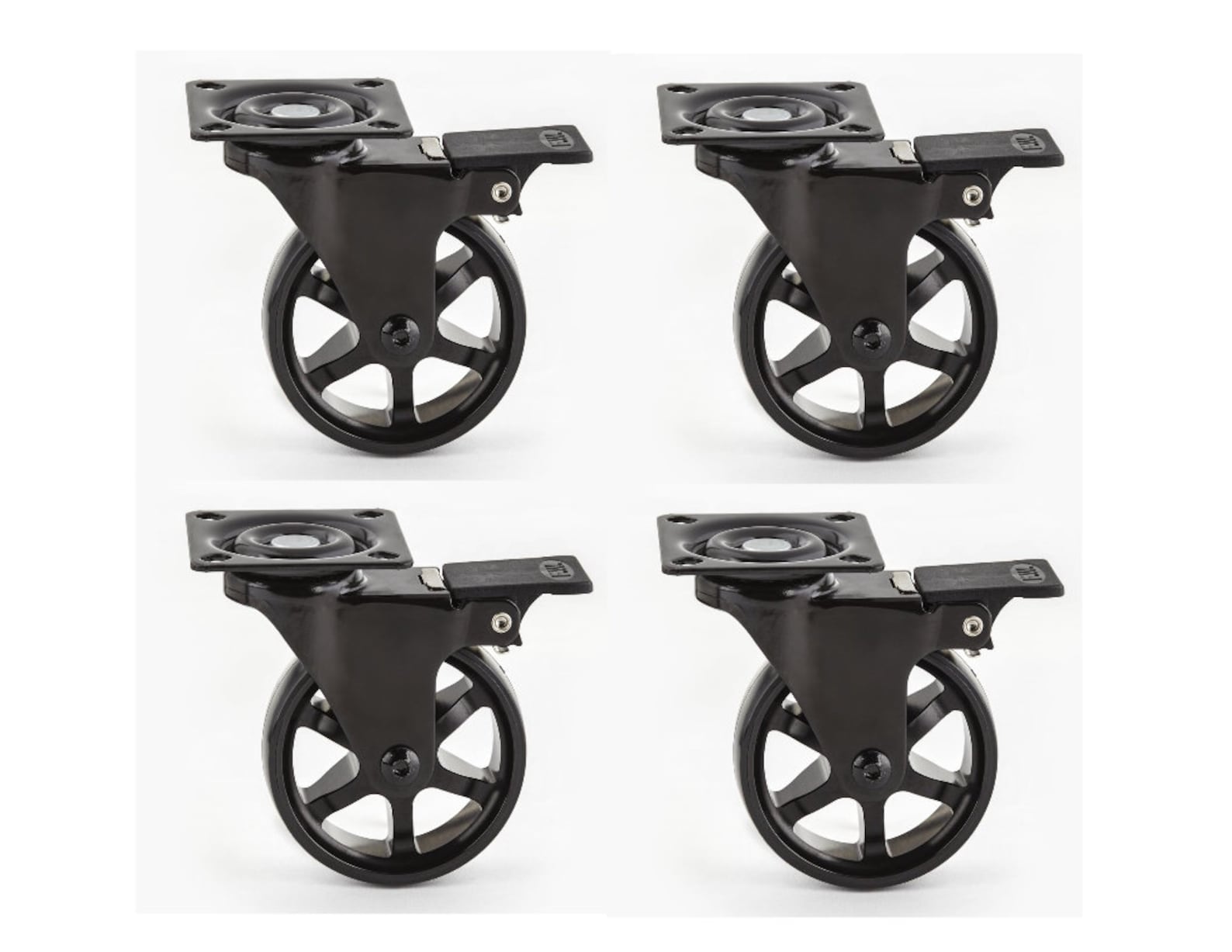 Black Spoked Rustic Coffee Table / Cabinet Caster Swivel Wheel With ...