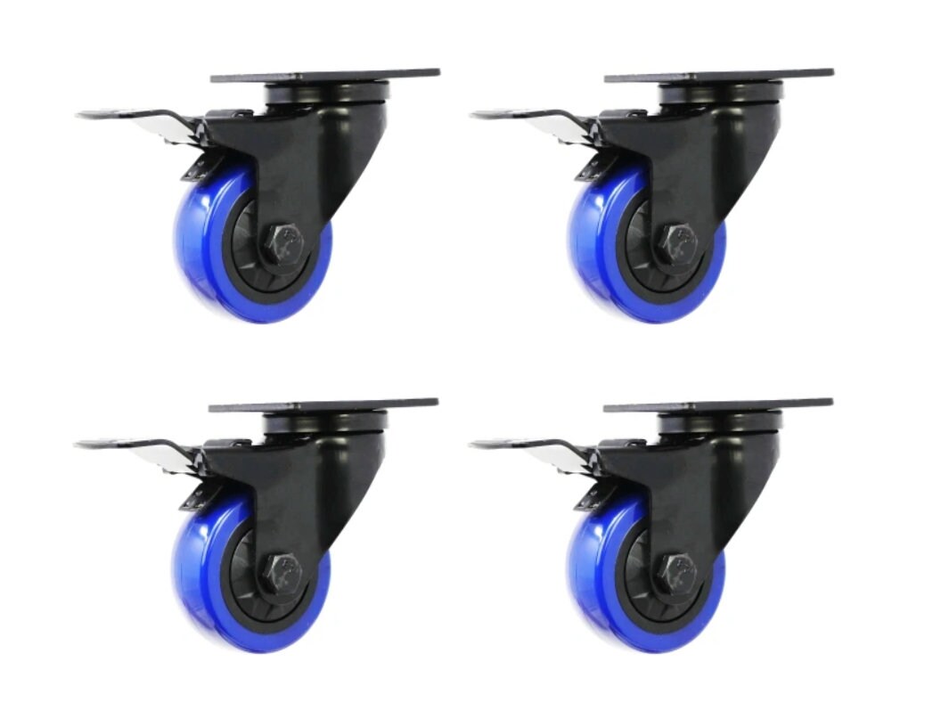 Black Metal Indoor / Outdoor Cabinet Caster Swivel Wheel With Brake Set ...
