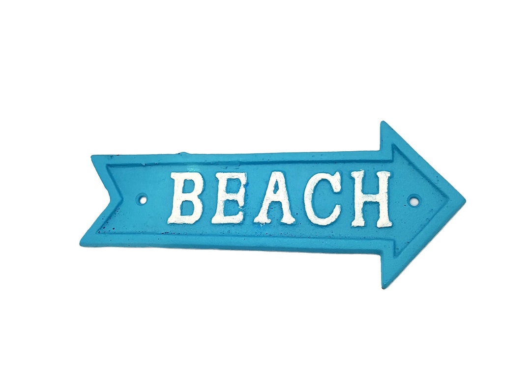 Vintage Rustic Cast Metal Blue Beach Arrow Sign / Plaque - Etsy