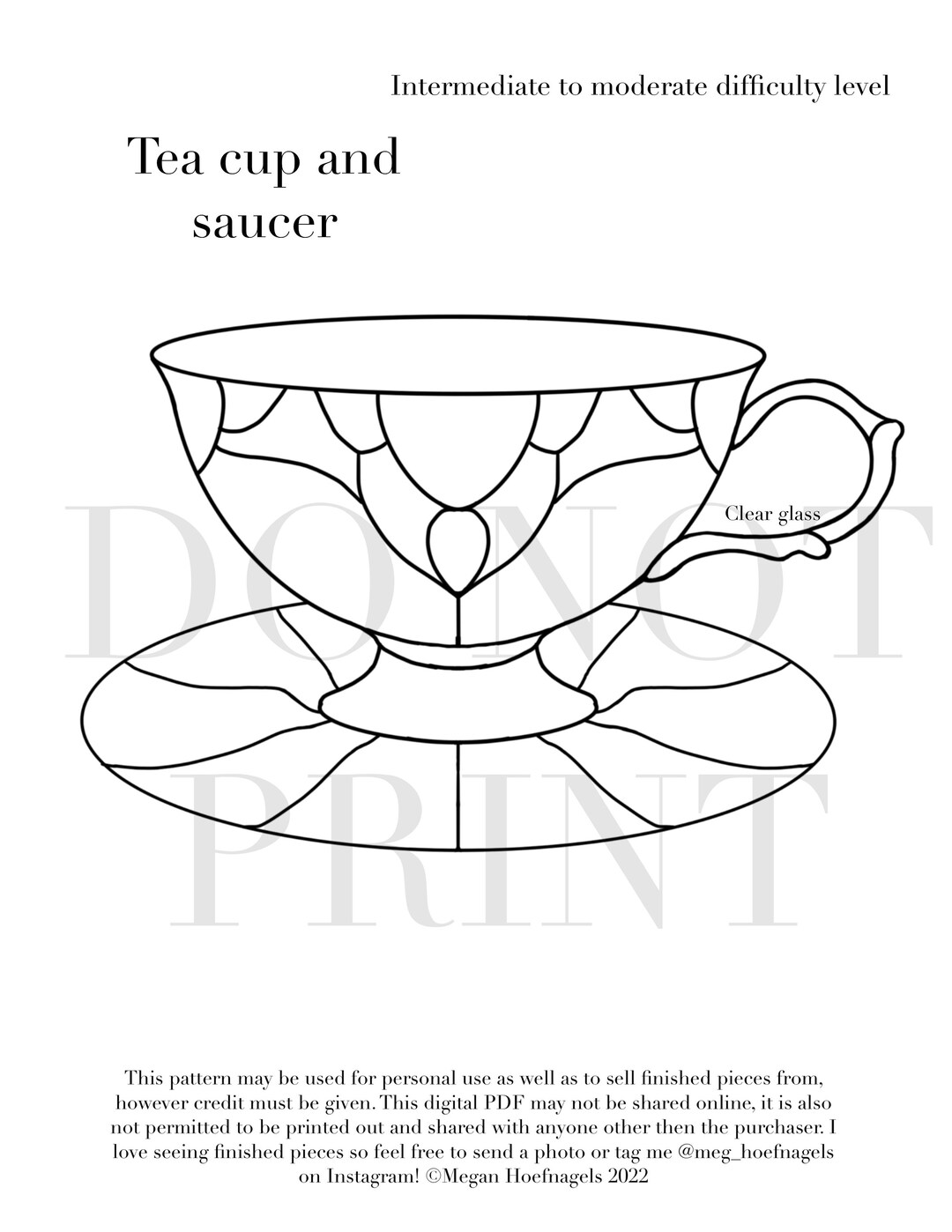 Tea Cup// Stained Glass// Stained Glass Pattern// Tea Cup Pattern - Etsy