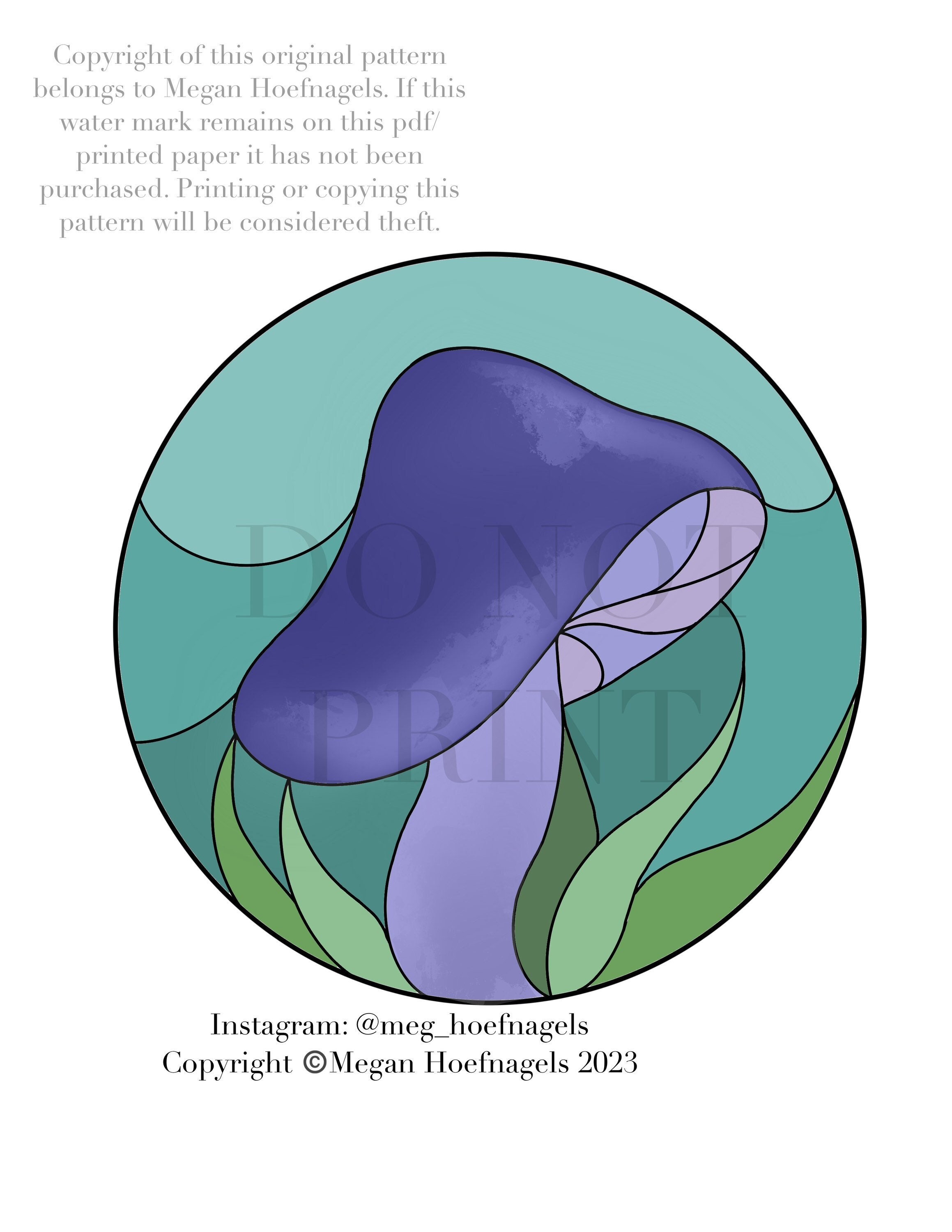 Mushroom Stained Glass Pattern / Intermediate Stained Glass Suncatcher ...