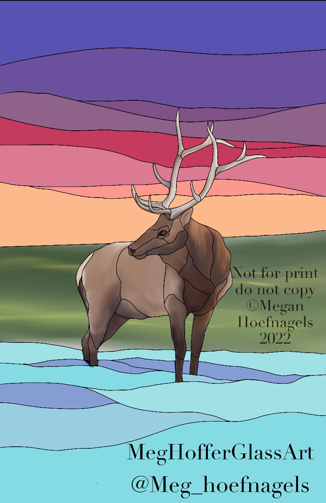 Morning Elk Stained Glass Pattern - Etsy