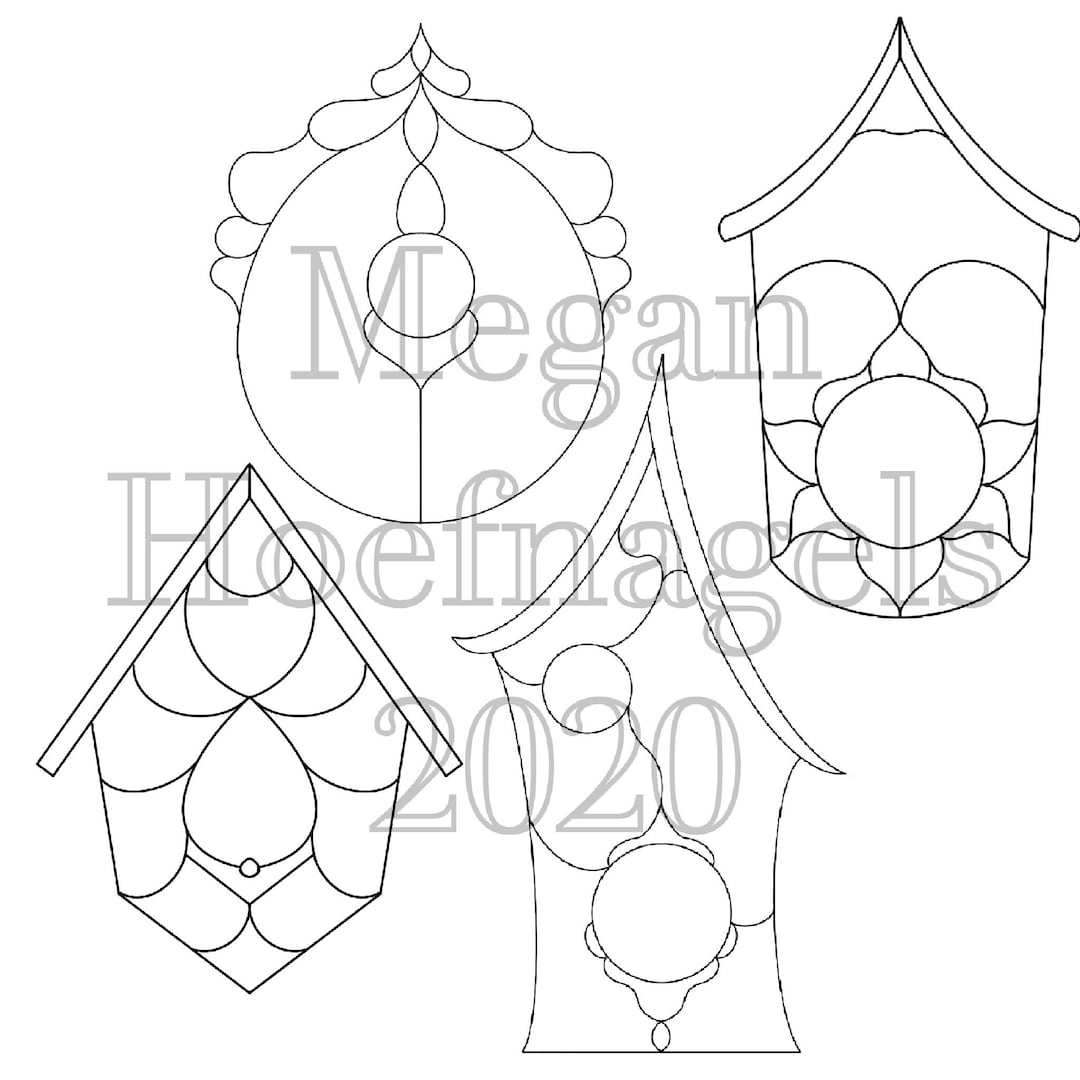 Stained Glass Birdhouse Pattern / Pattern Pack/ Stained Glass Birdhouse ...