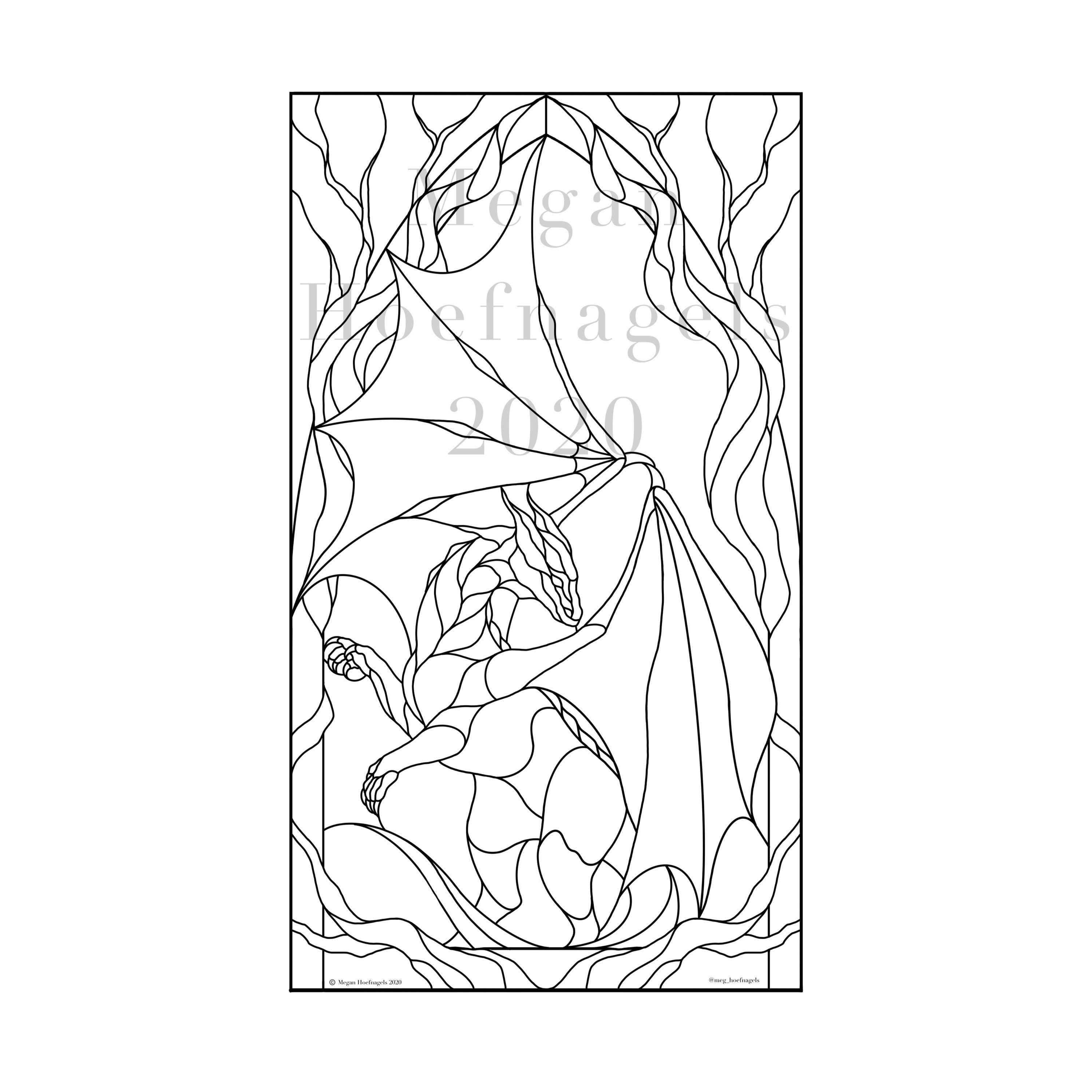 Dragon Stained Glass Coloring Pages