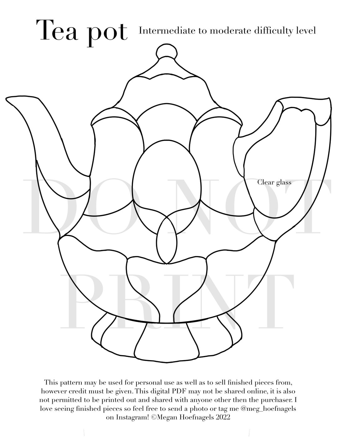 Stained Glass Pattern// Tea Pot// Suncatcher //tea Party - Etsy