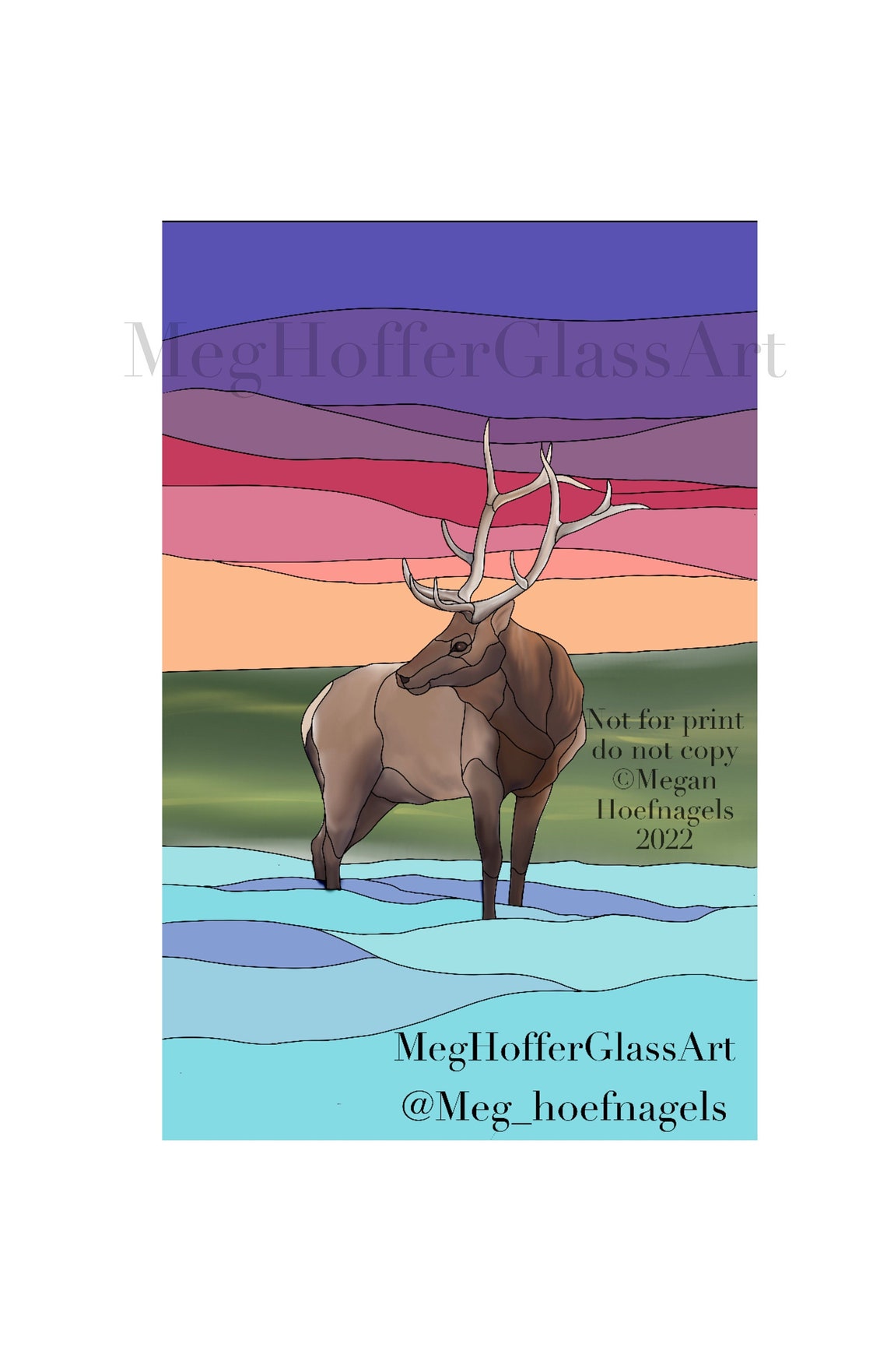 Morning Elk Stained Glass Pattern - Etsy