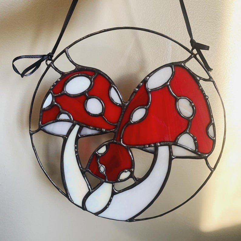 Stained Glass Mushrooms Pattern/ Circular Mushroom Pattern for - Etsy