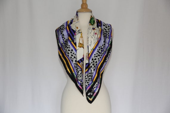 Authentic 90s Cartier “Letters of Love’ heavy silk sc… - Gem