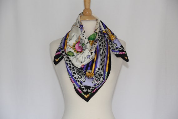 Authentic 90s Cartier “Letters of Love’ heavy silk sc… - Gem
