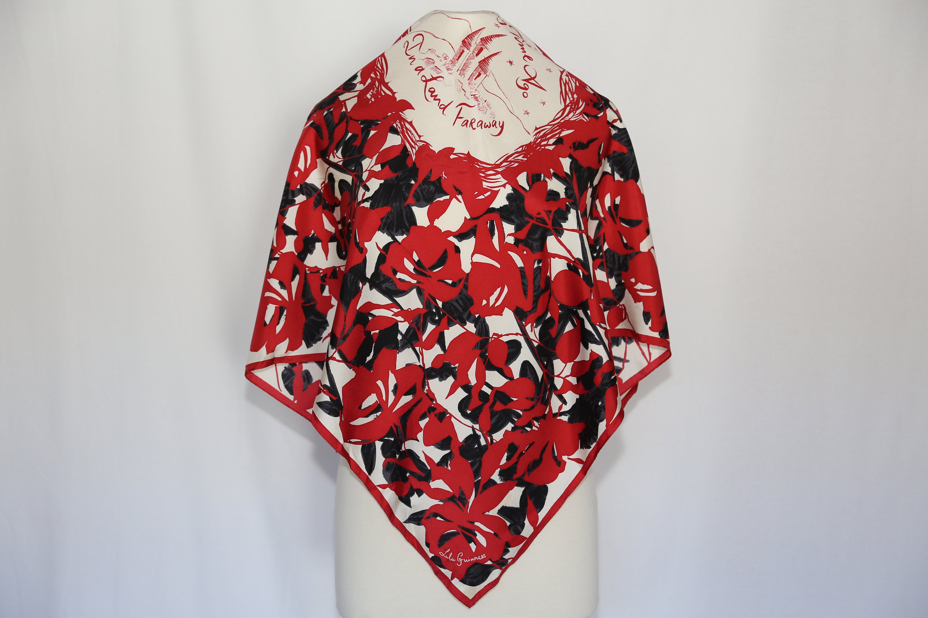 Authentic LULU GUINNESS A Long Time Ago in a Land Faraway Silk Twill ...