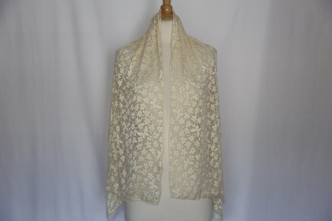 Gorgeous! Authentic 70s Made in France Silk Blend Scarf Vintage Oblong ...